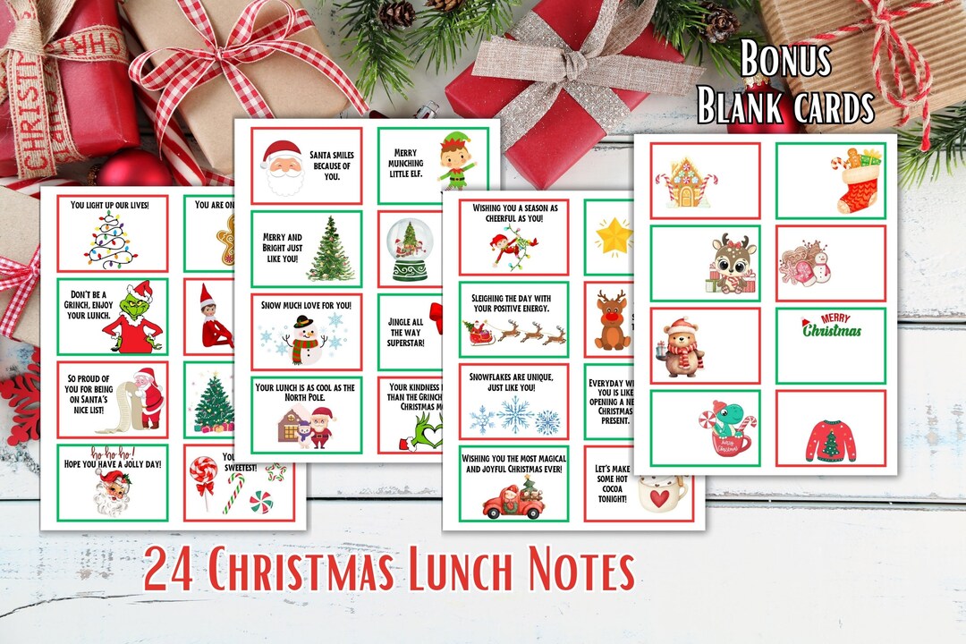 Christmas Lunch Box Notes, Kids Lunch Notes, Printable School Lunchbox ...