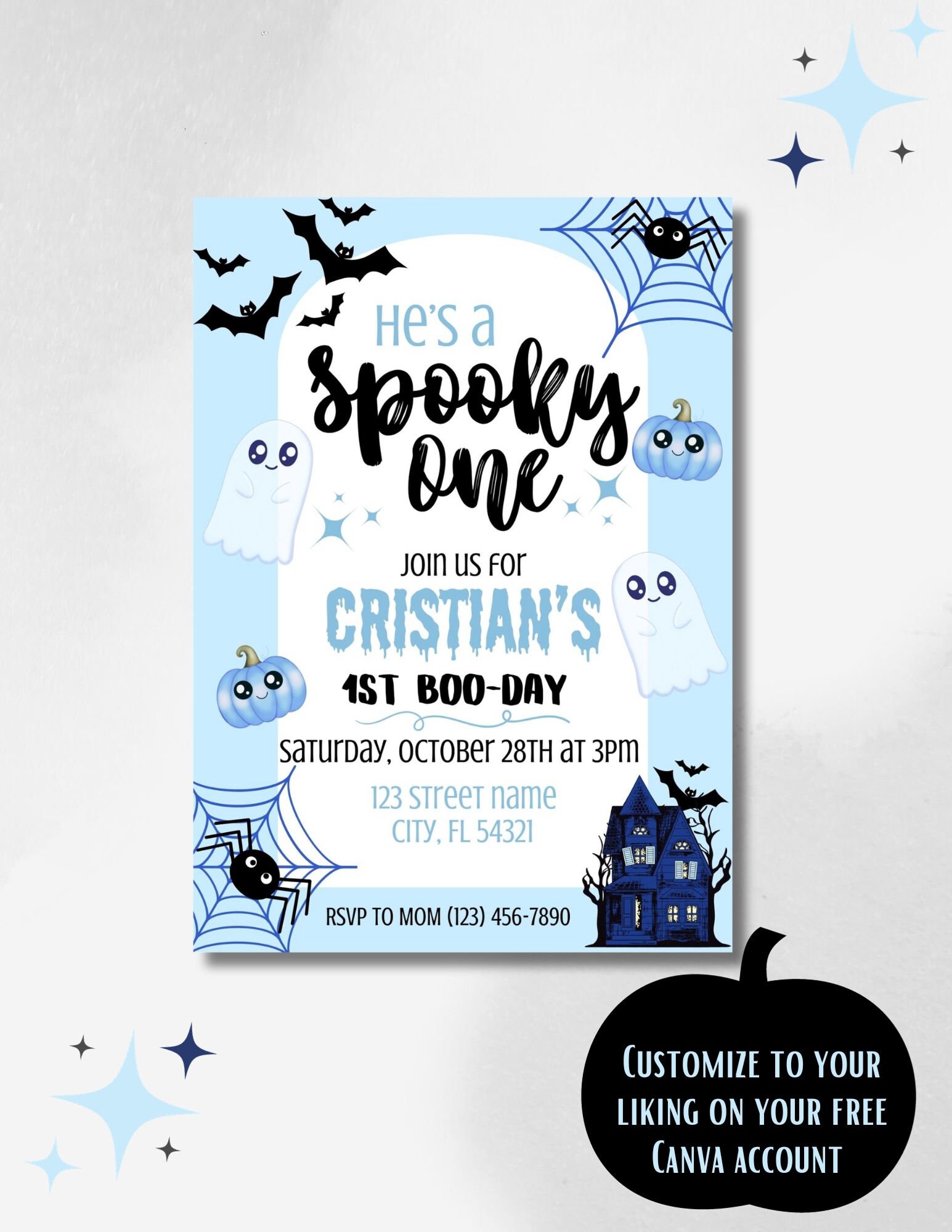 Spooky One Invitation Template Spooky One Birthday First - Etsy