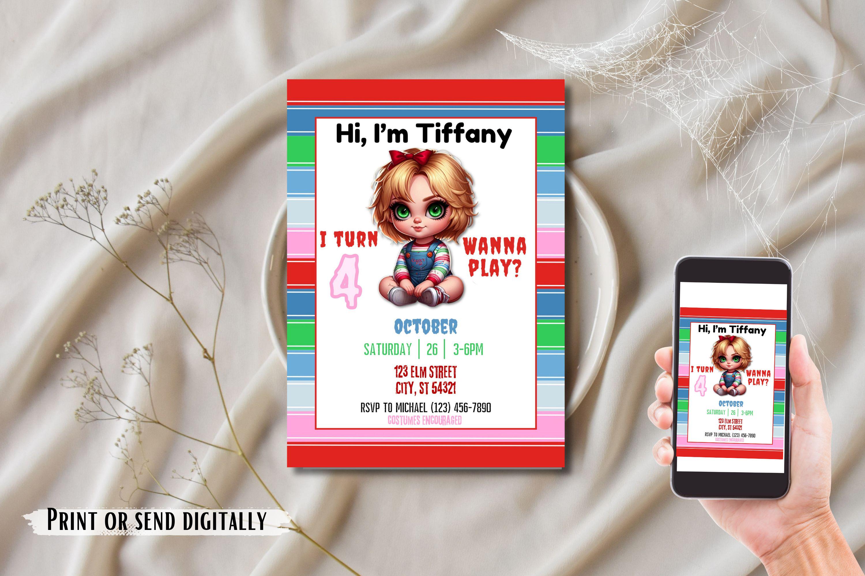 Chucky Birthday Invitation, Killer Halloween Party Invitation, Horror ...
