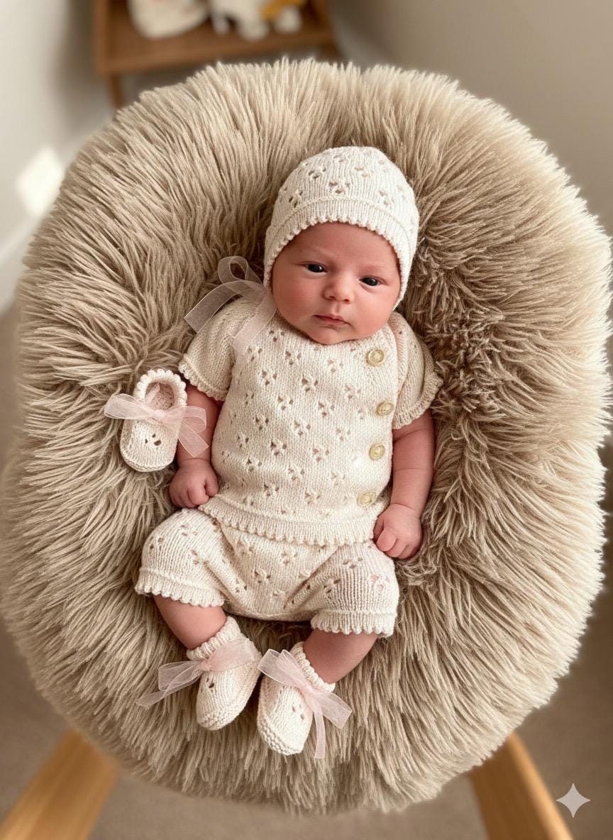 A "britney" 4 Piece Knitting Pattern for Reborn Doll 16-22" or 0-3 ...