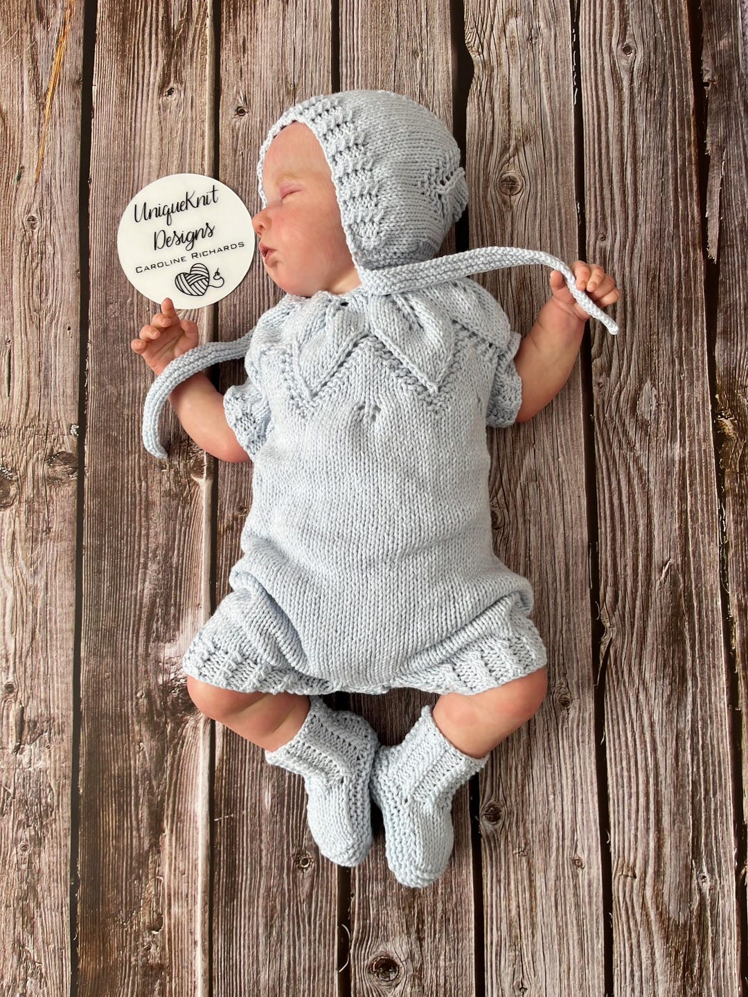 A "fig" Romper Knitting Pattern for Reborn Doll 16-22" or 0-3 Month Old ...