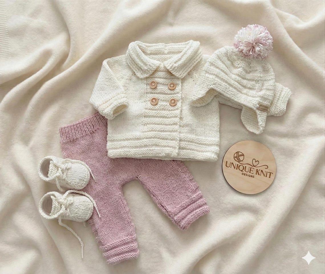 A "rowan” 4 Piece Set Knitting Pattern for Reborn Doll 16-22” or 0-3 ...