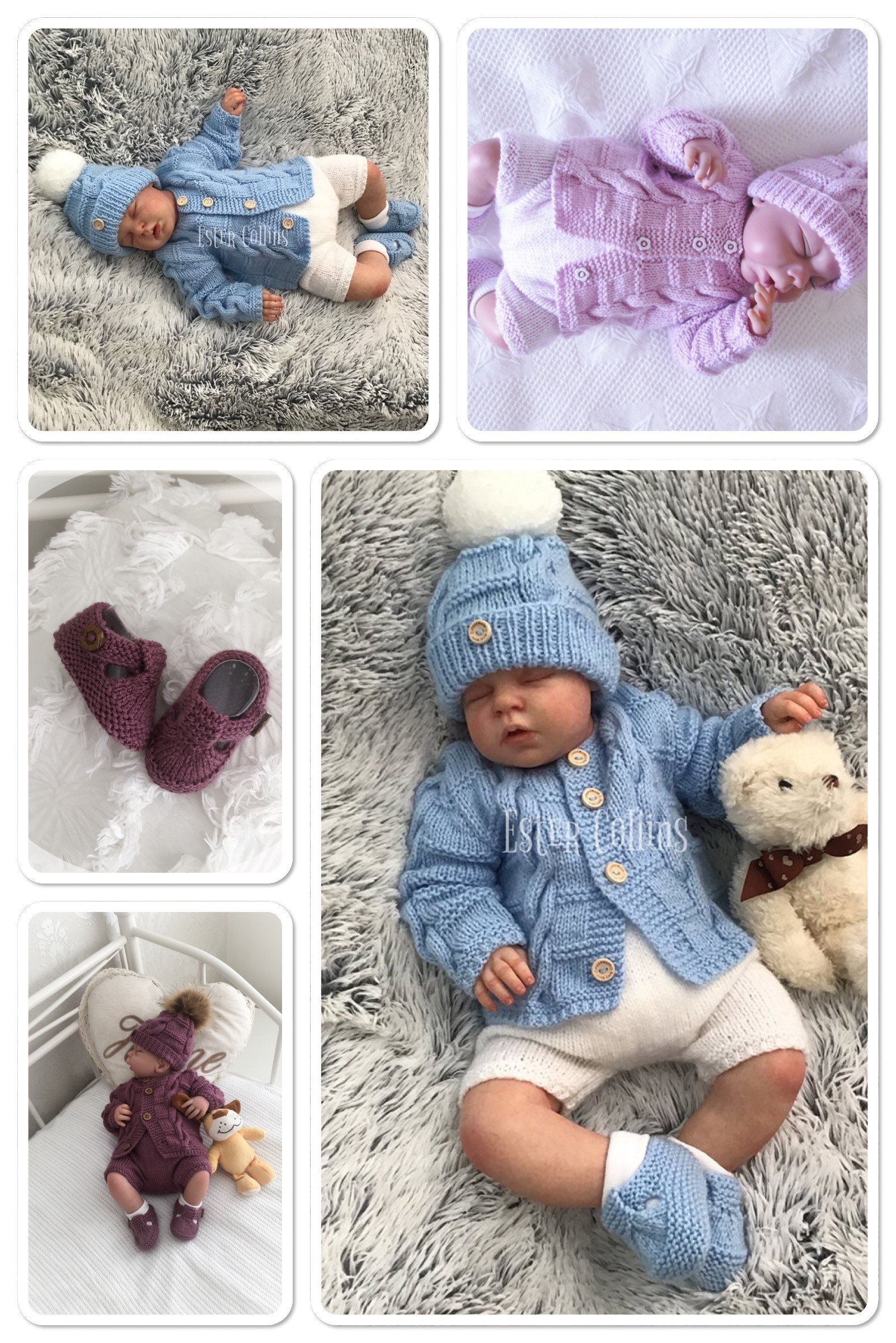 A poppy 4 Piece Set Knitting Pattern for Reborn Doll | Etsy