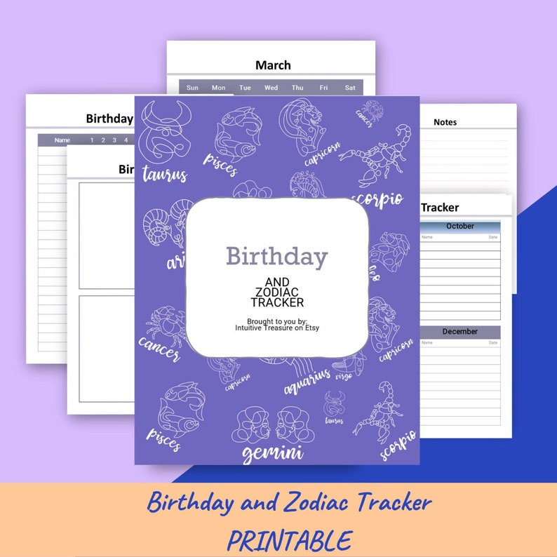 Printable Zodiac and Birthday Calendar - Etsy