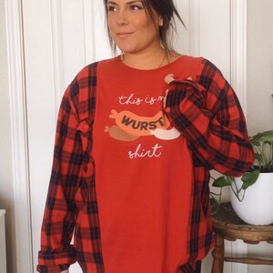 Flannel Rework Wurstfest Flannel Upcycled Rework Fall Pullover Upcycled ...