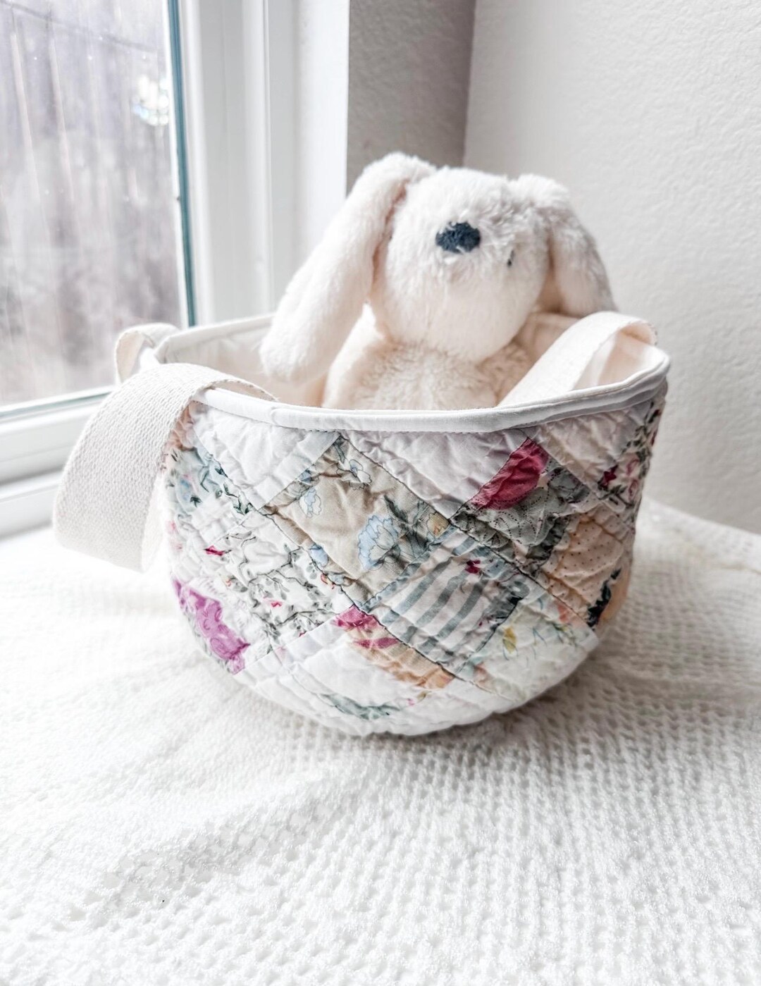 Easter Basket Personalized Custom Easter Basket Vintage Quilt Basket Quilted Easter Basket ...