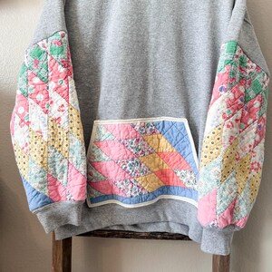 Quilted Sleeve Sweatshirt Refashion Upcycled Quilt Clothing Repurposed ...