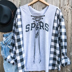 Flannel Spurs Tshirt Rework San Antonio Spurs Flannel Sleeve Pullover ...