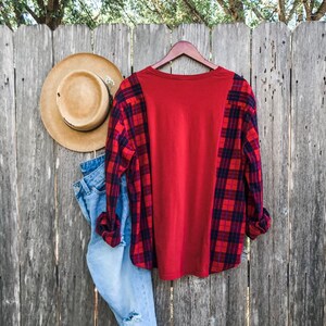 Flannel Rework Wurstfest Flannel Upcycled Rework Fall Pullover Upcycled ...