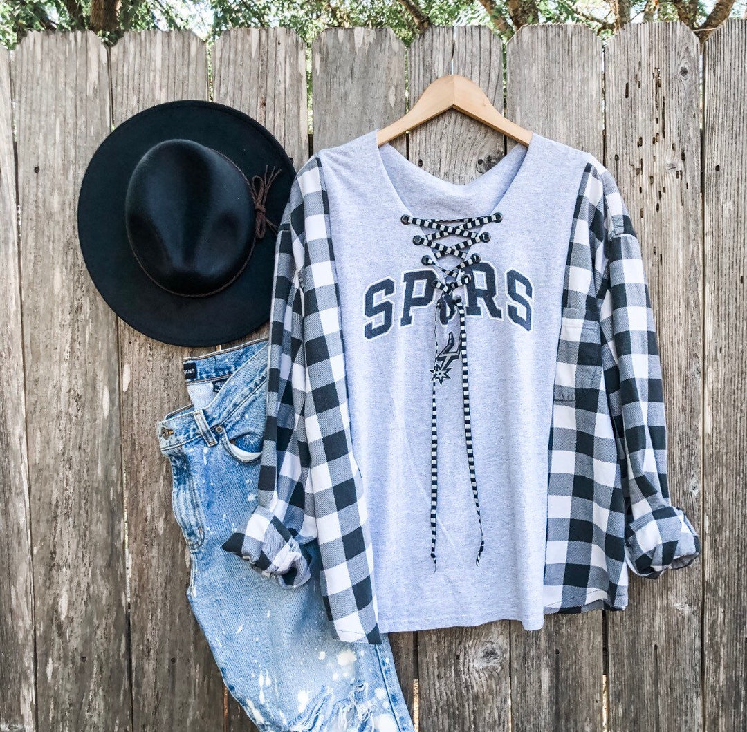 Flannel + Spurs Tshirt Rework - San Antonio Spurs Flannel Sleeve ...