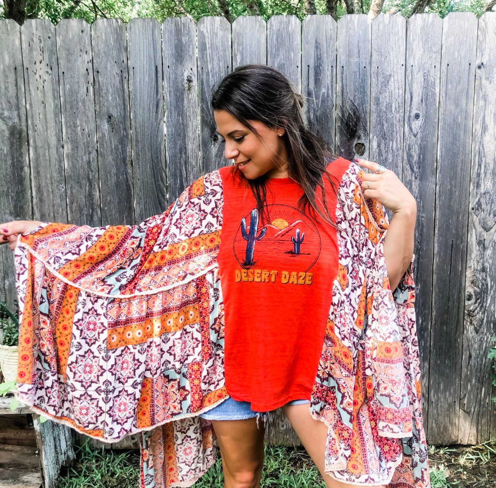 Desert Daze Tshirt Poncho One Size Fits Most Upcycled Poncho - Etsy