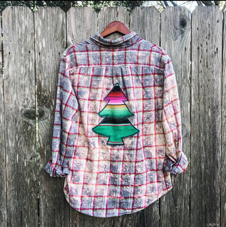 CHRISTMAS TREE Flannel Medium Distressed Holiday Flannel - Etsy