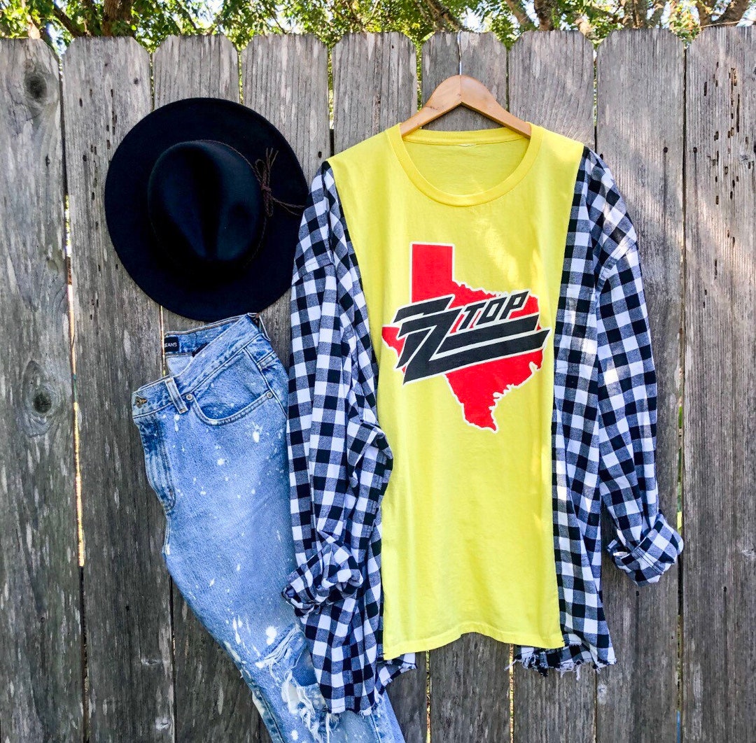 Flannel Rework - ZZ Top Band Tee + Flannel Upcycled Rework Fall ...