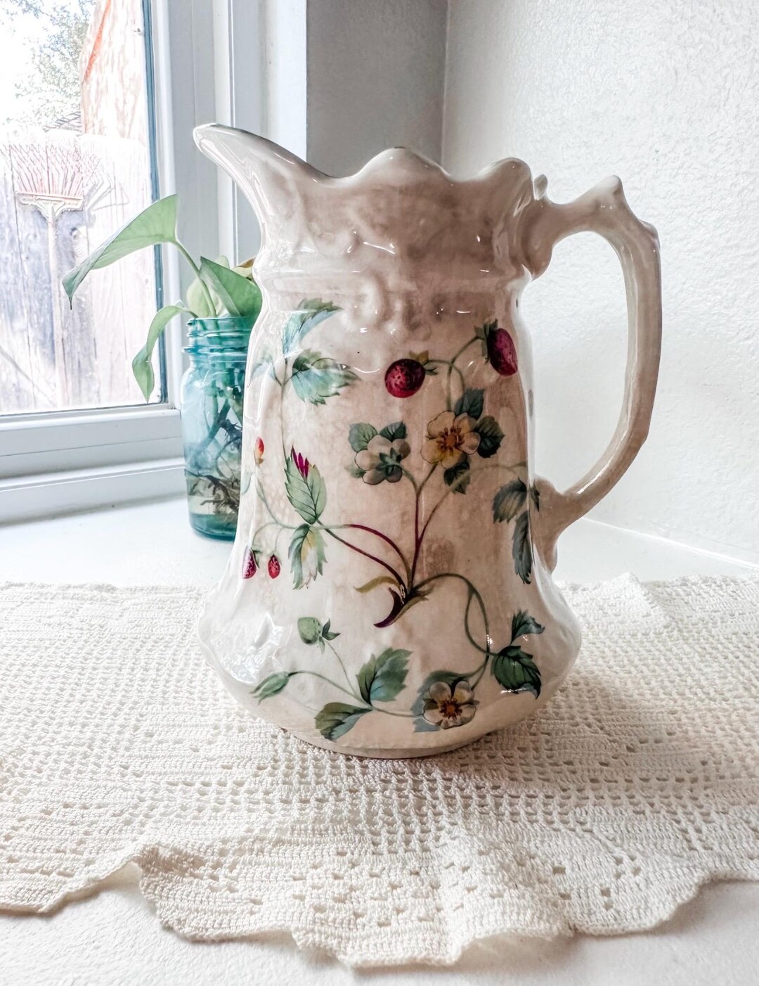 Vintage James Kent LTD Old Foley Strawberry Pitcher Circa 1950's ...