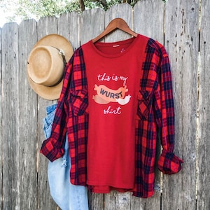 Flannel Rework Wurstfest Flannel Upcycled Rework Fall Pullover Upcycled ...