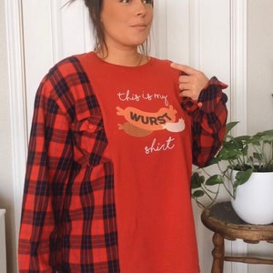 Flannel Rework Wurstfest Flannel Upcycled Rework Fall Pullover Upcycled ...