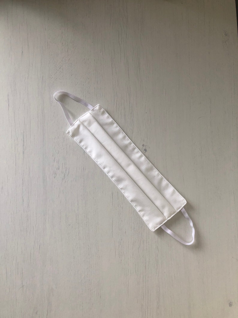 2 White Fabric Face Mask washable 100% Cotton 3 Layer Elastic - Etsy UK