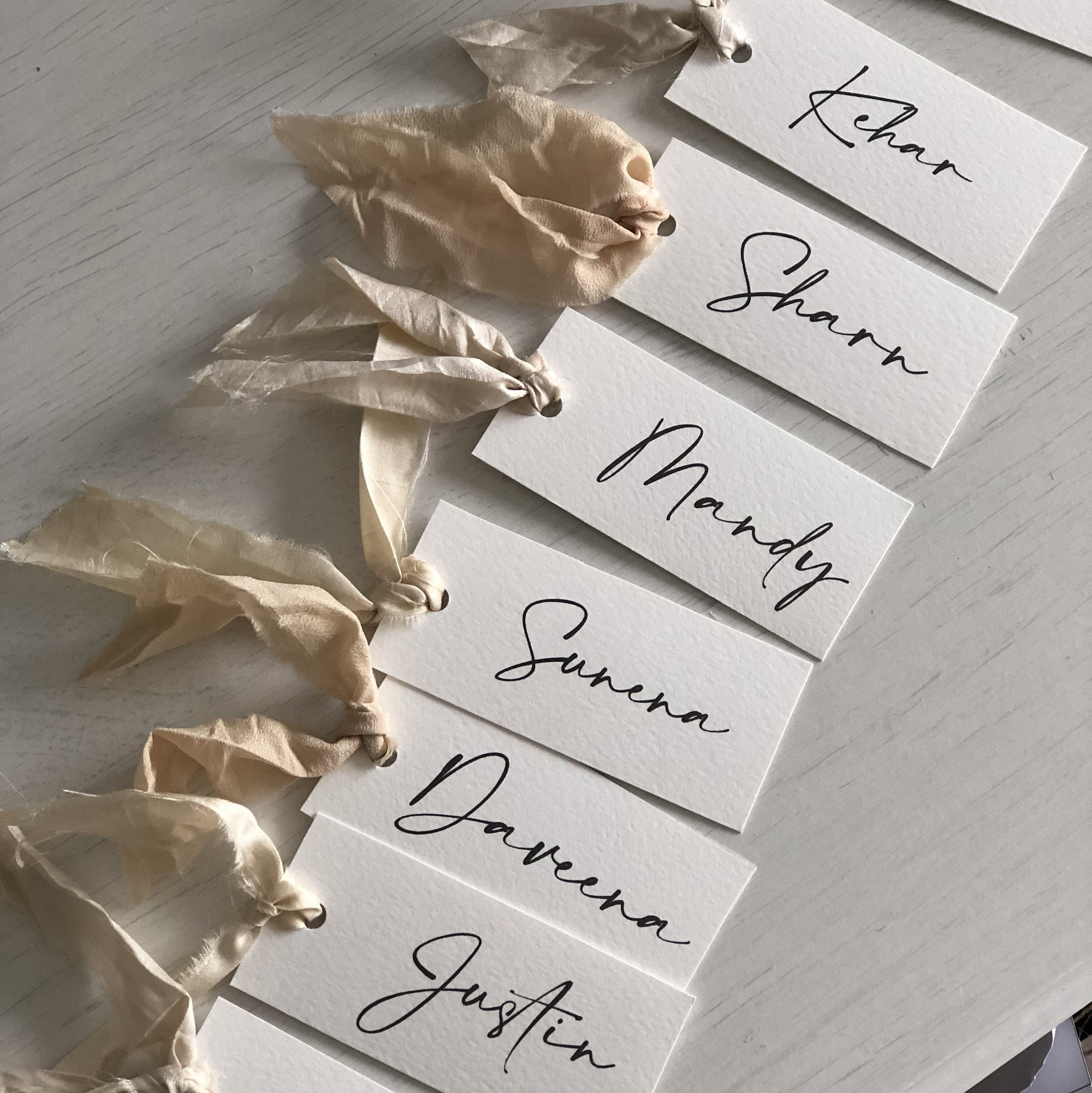 Personalised Wedding Name Cards 9cm X 4cm Printed on Watercolour Paper ...