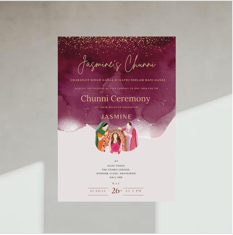 DIGITAL Chunni Invite | EDITABLE | Punjabi Chunni | Pre - Wed Invites ...