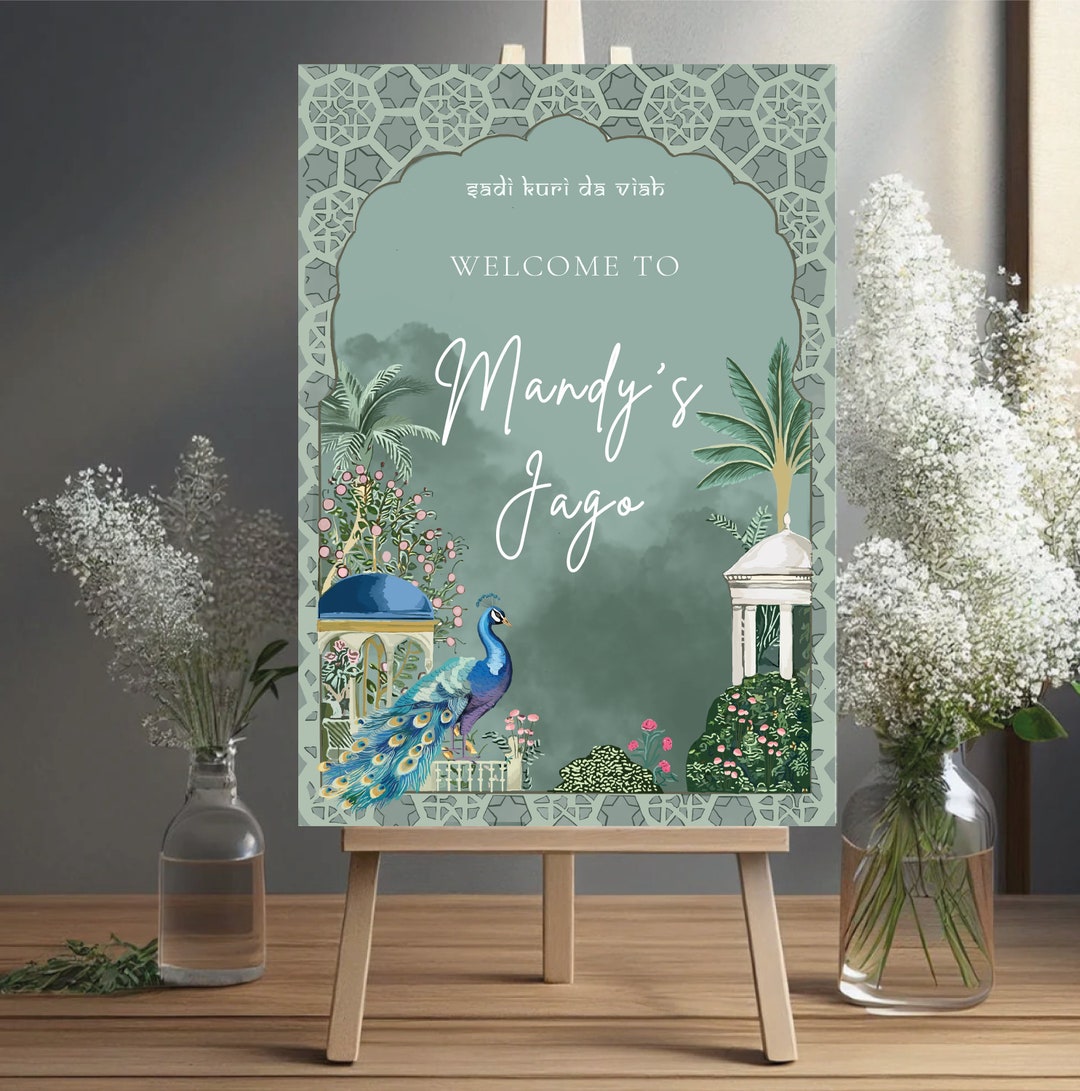 Indian Welcome Wedding Sign Design Indian Peacock Digital Design Only ...