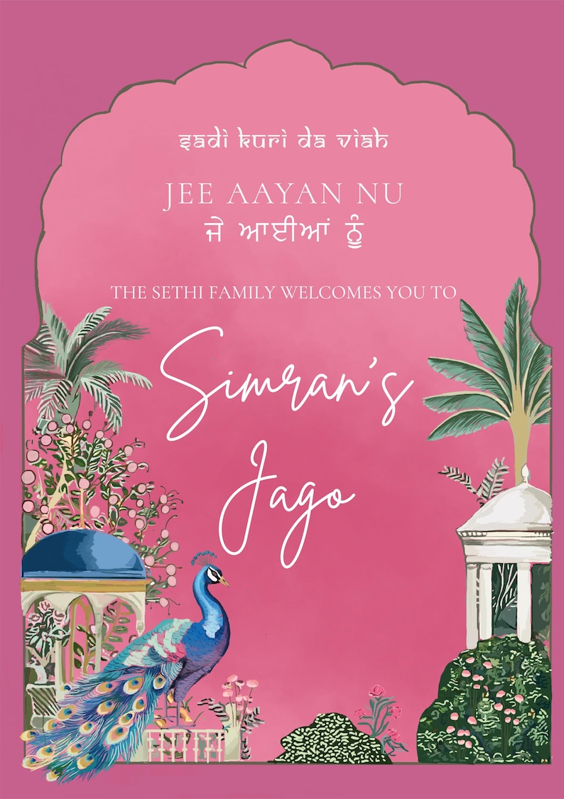 Indian Welcome Wedding Sign Design | Indian Peacock | Digital Design ...