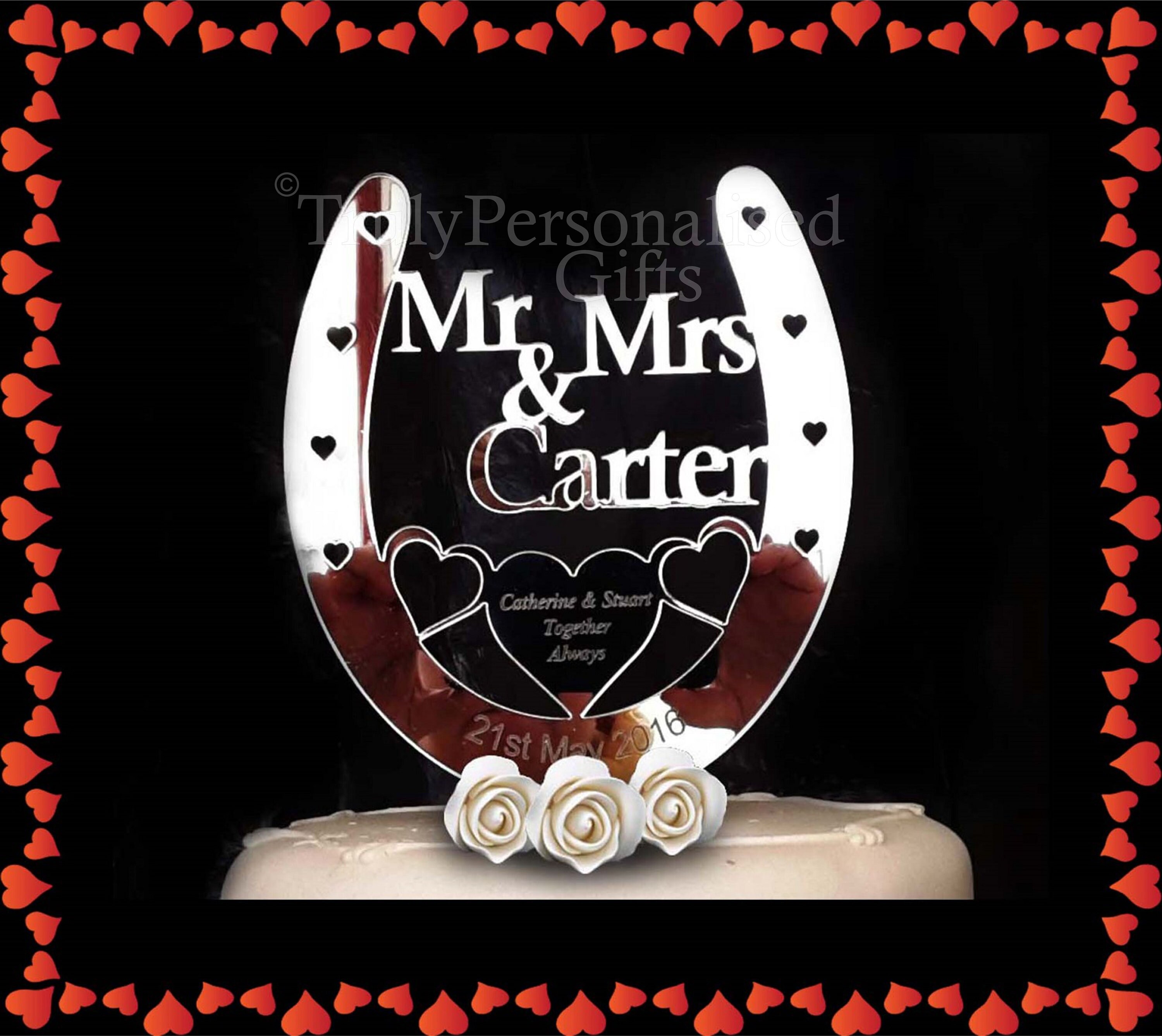 Horseshoe Wedding Cake Toppers