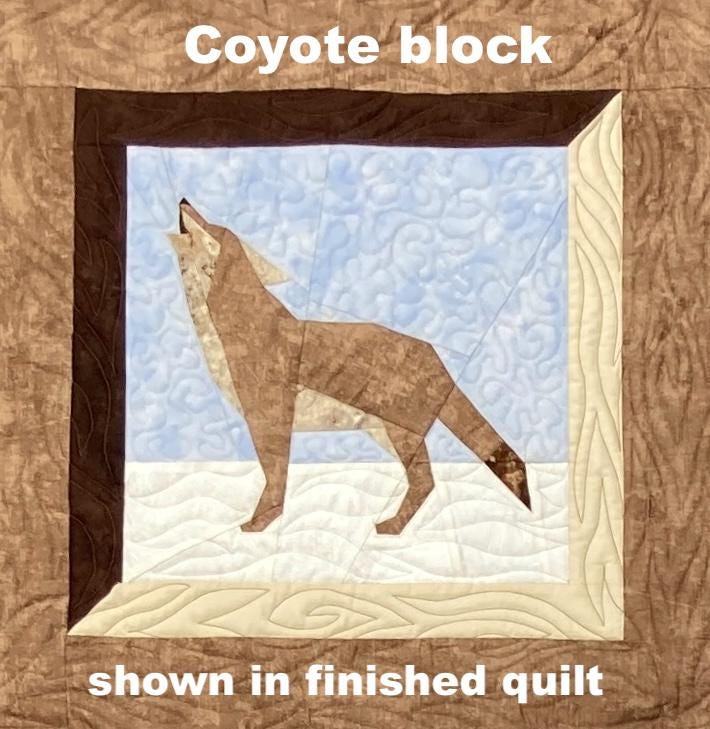 Coyote DIGITAL Quilt Block Pattern - Etsy