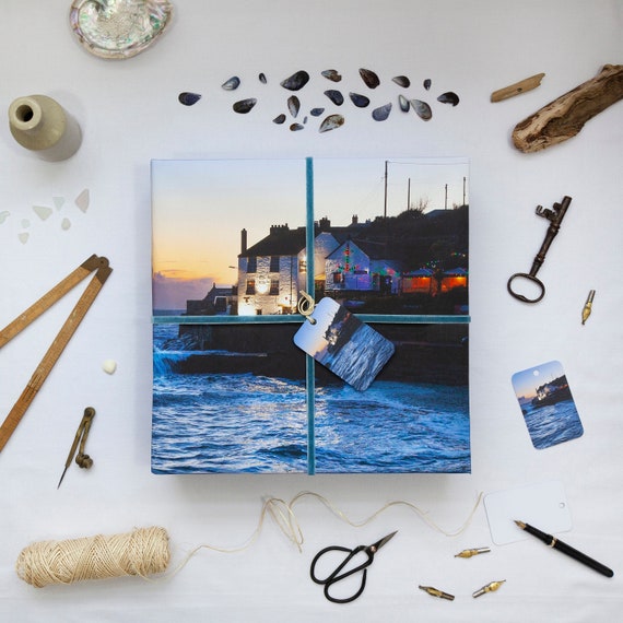 Cornish Wrapping Paper Blue Hour at the Ship Inn Porthleven - Etsy