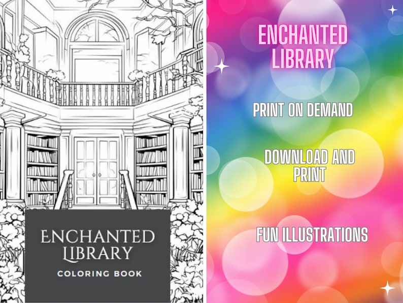 Enchanted Library Coloring Book - Etsy