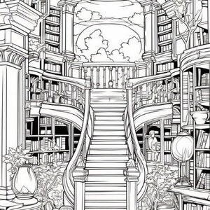 Enchanted Library Coloring Book - Etsy