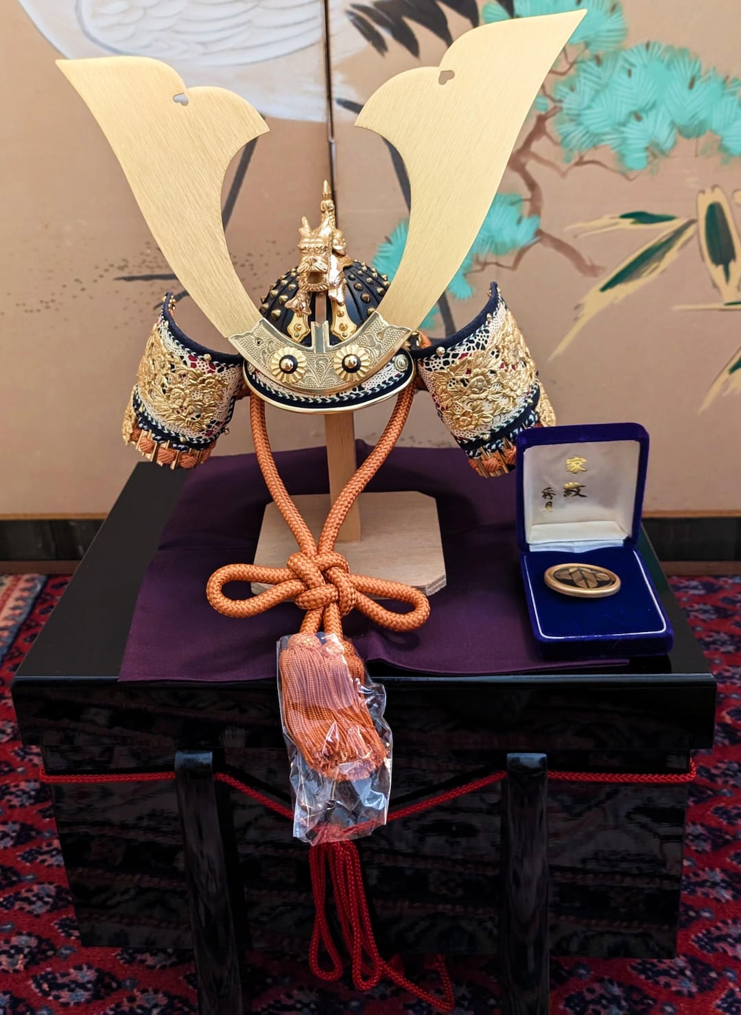 Japanese Samurai Helmet Kabuto - Dragon Motif Original Wooden Large ...