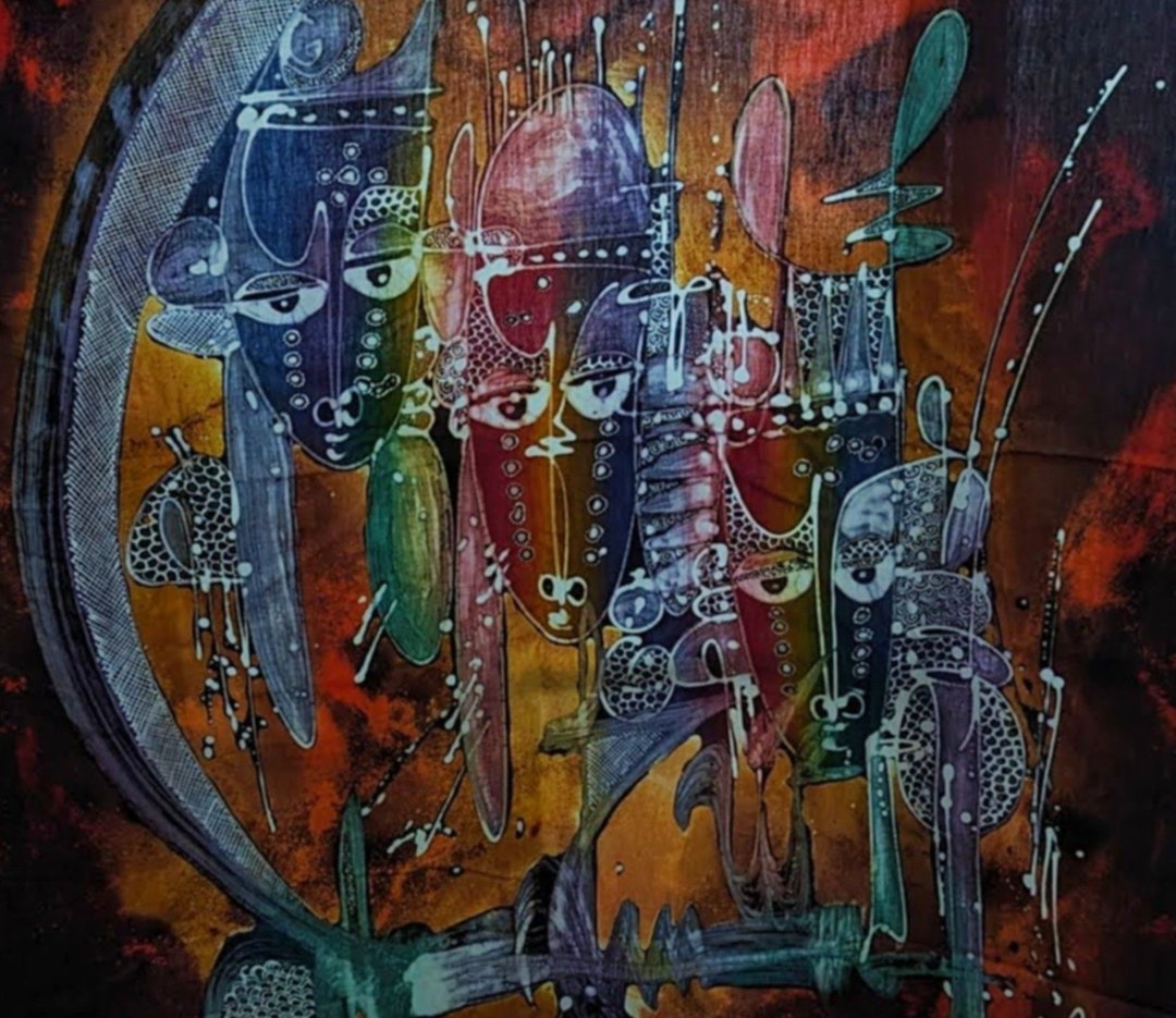 Batik - Large 1990 ‘s Vintage Indonesian Handmade Batik - Panel of ...