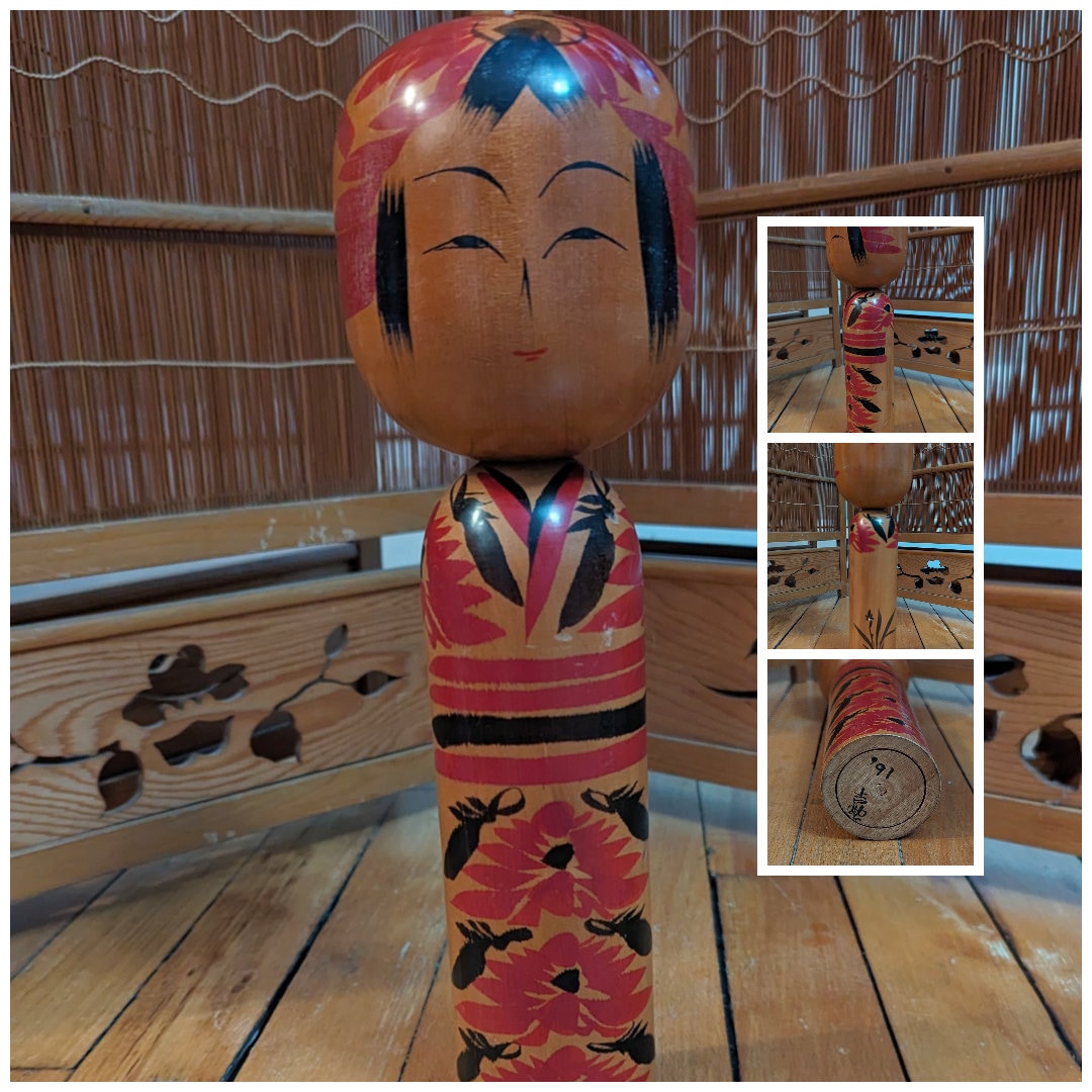 Kokeshi Doll Japanese Traditional Vintage Wooden Dolls. Hand Carved and ...