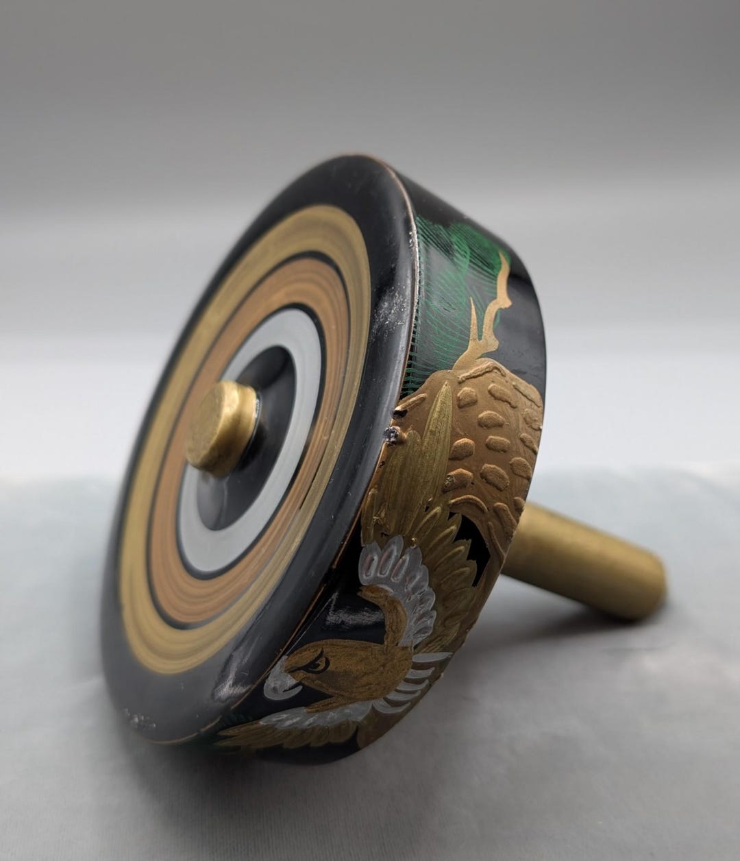 Large Lacquered Wooden Japanese Vintage Top - Very Colorful Spinner ...