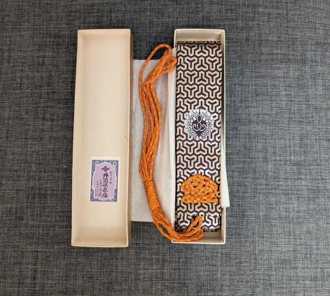 Japanese Vintage Wagesa Made of Silk - Kinran Pattern - Brocade Woven ...