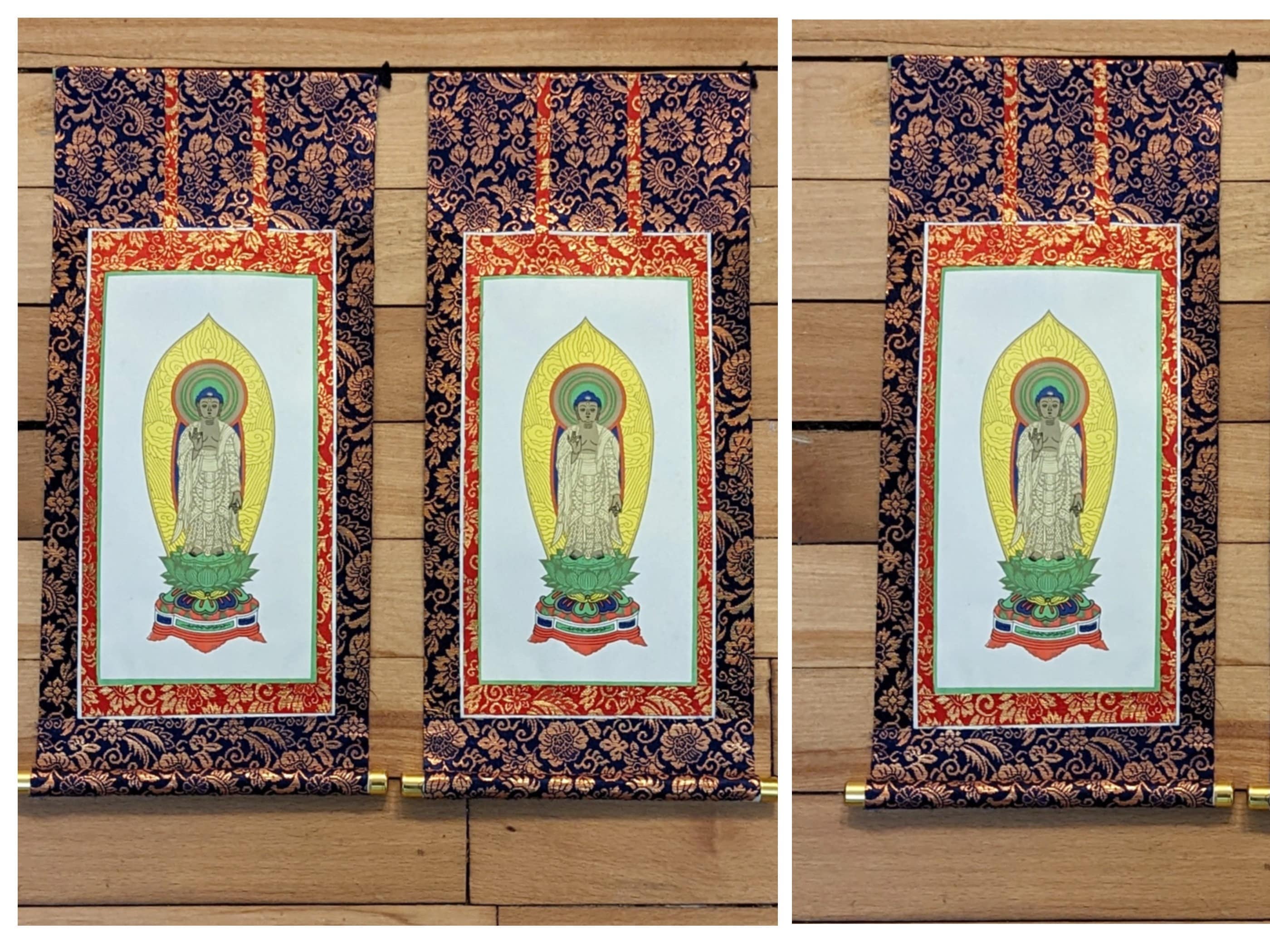 Japanese Buddhist Shrine Scrolls Set of 2 Miniature Scrolls Buddha ...