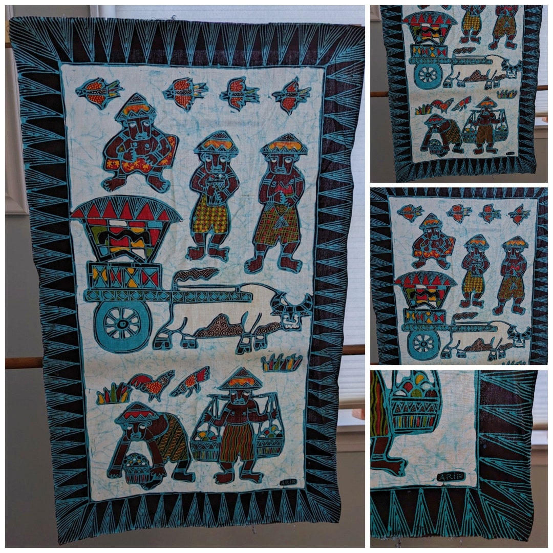 Batik Wall Hanging 1990 s Vintage Indonesian Hand Made Batik Panel of ...
