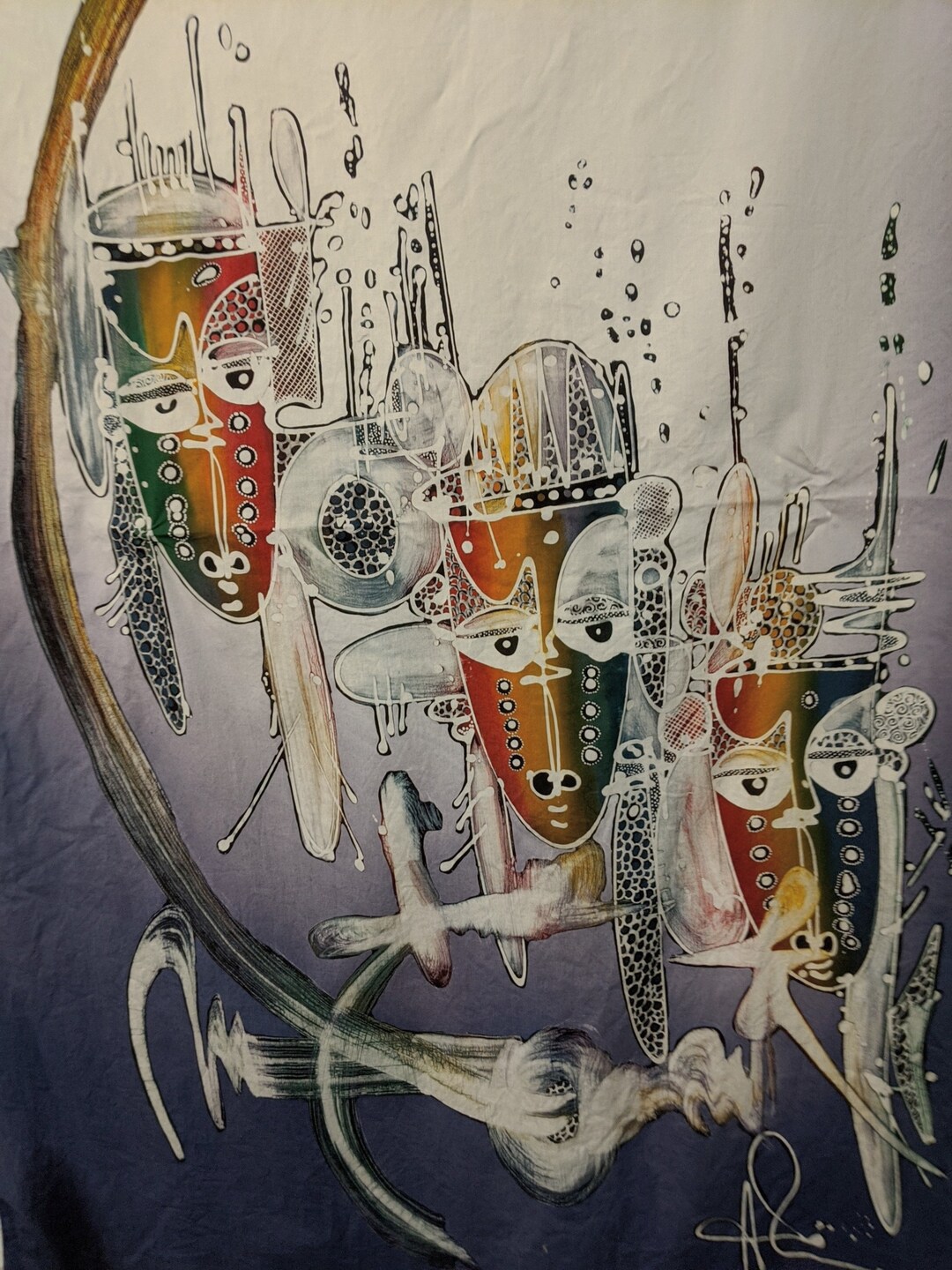 Batik - Large 1990 ‘s Vintage Indonesian Hand Made Batik - Panel of ...