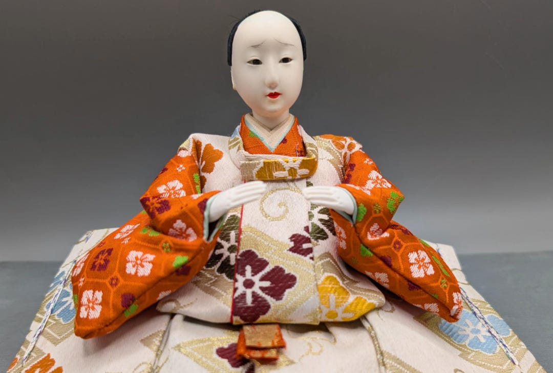 Japanese Vintage Hina Doll - Collectible Figurine - Traditional Silk ...