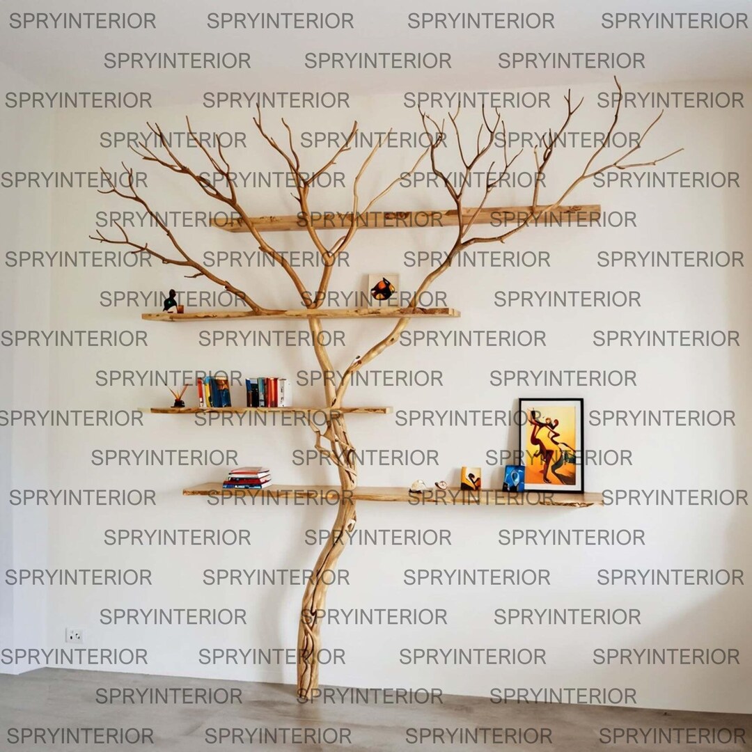 Tree Branch Floating Corner Book Shelf Live Edge Floating Shelves ...