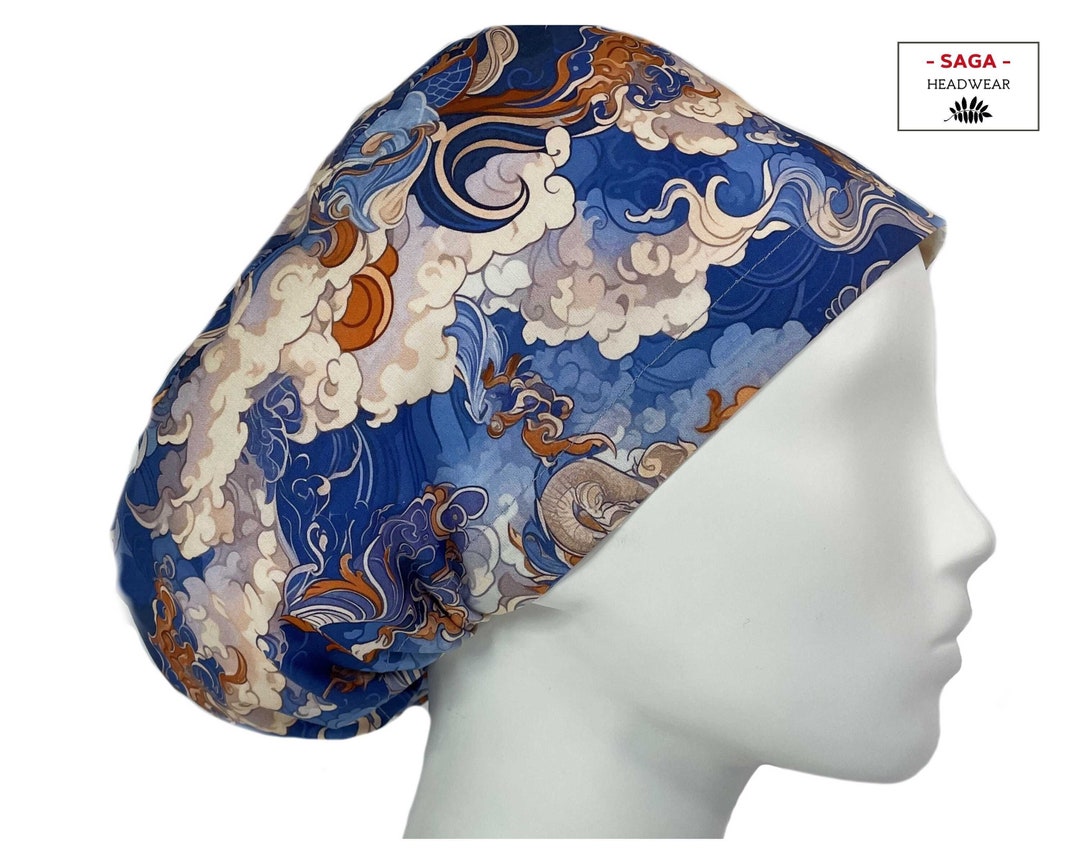 Japanese Wave Surgical Scrub Hat Toggle, Surgery Nurse Bonnet - Etsy