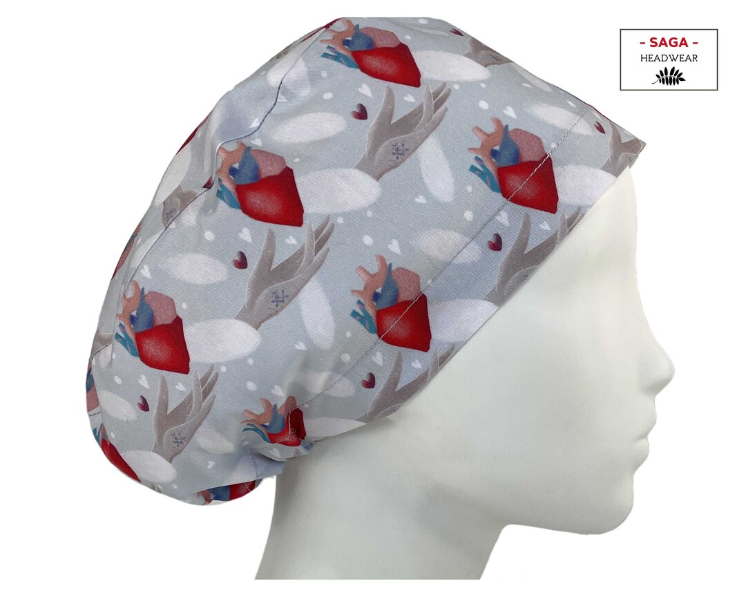 Hearts Cardiac Surgical Scrub Cap Nurse Hat in Euro Style With Toggle ...
