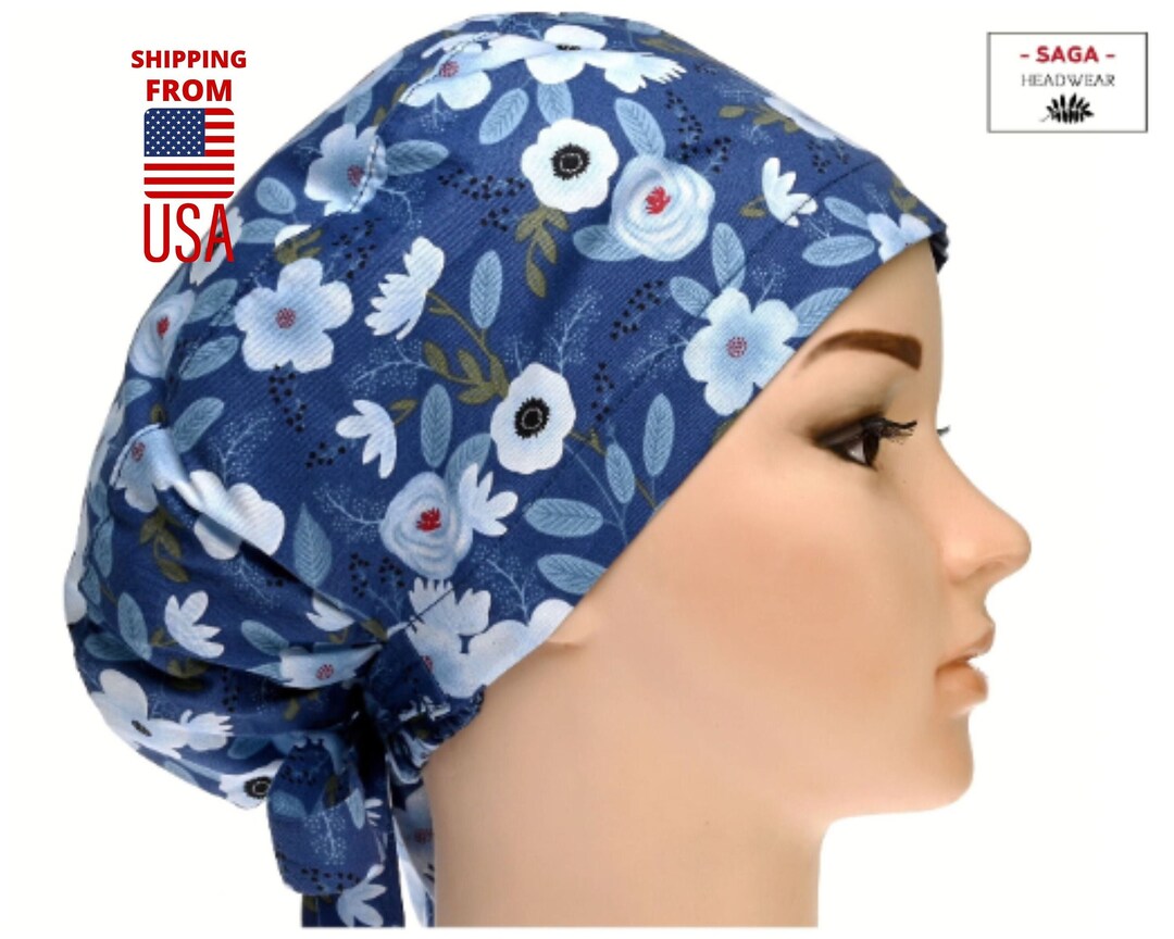 Floral Scrub Surgery Cap, Euro Nurse Hats for Women - Etsy