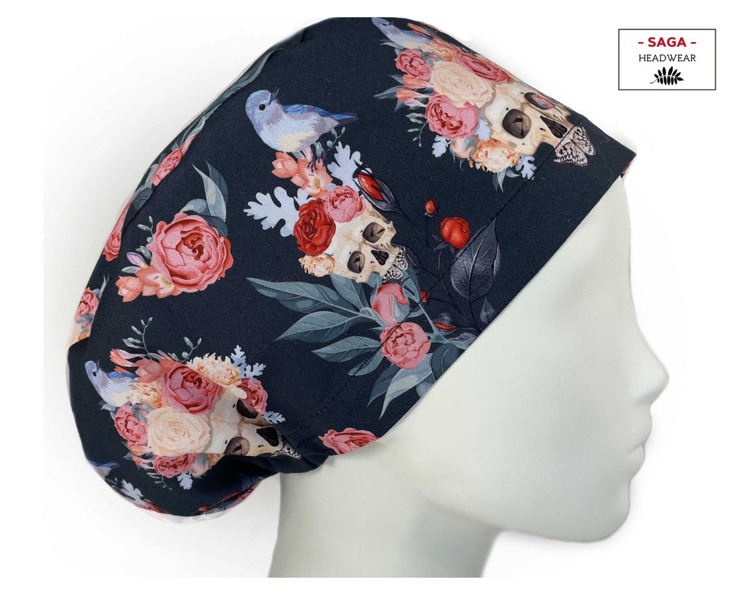 Skull Surgical Cap, Scrub Caps for Women, Euro Nurse Bonnet - Etsy