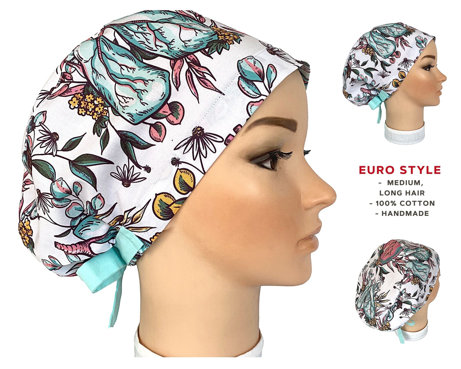 Anatomy scrub caps surgical hats for women euro surgery cap | Etsy