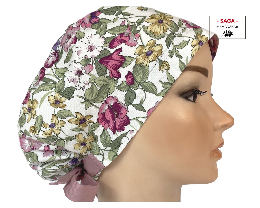 Floral Surgical Scrub Caps for Women Euro Medical Bonnet - Etsy