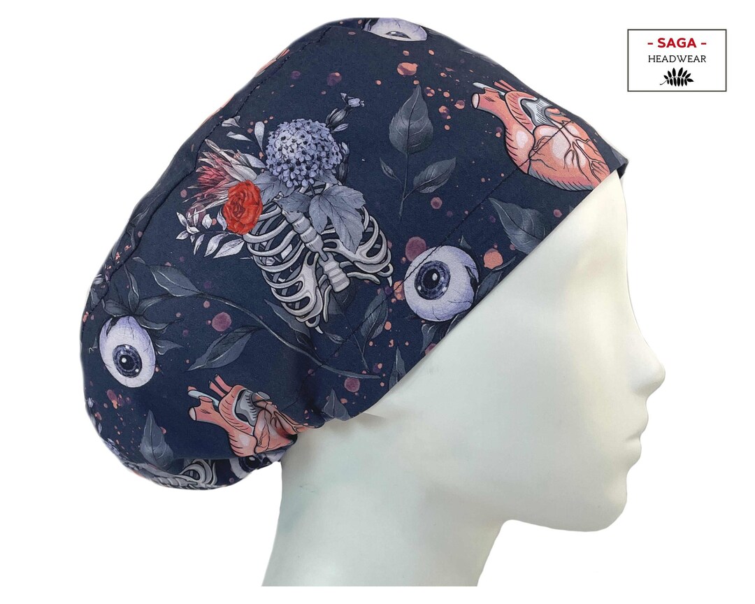Skeleton Surgery Scrub Caps for Women, Anatomy Surgical Cap, Nurse Cap ...