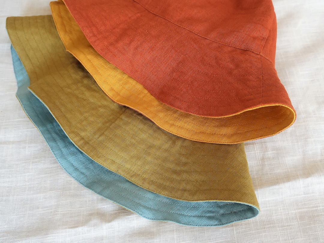 REVERSIBLE LINEN HAT Alba | Linen Bucket Hat Summer Sun Garden Hat ...