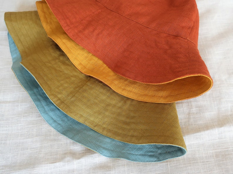 REVERSIBLE LINEN HAT Alba | Linen Bucket Hat Summer Sun Garden Hat ...