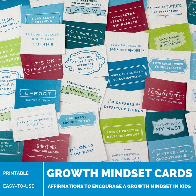Growth Mindset Affirmation Cards for Kids – Printable - Etsy